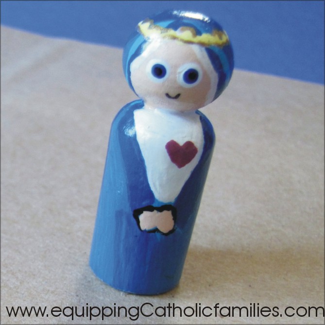 Mary wooden painted saint - Equipping Catholic Families