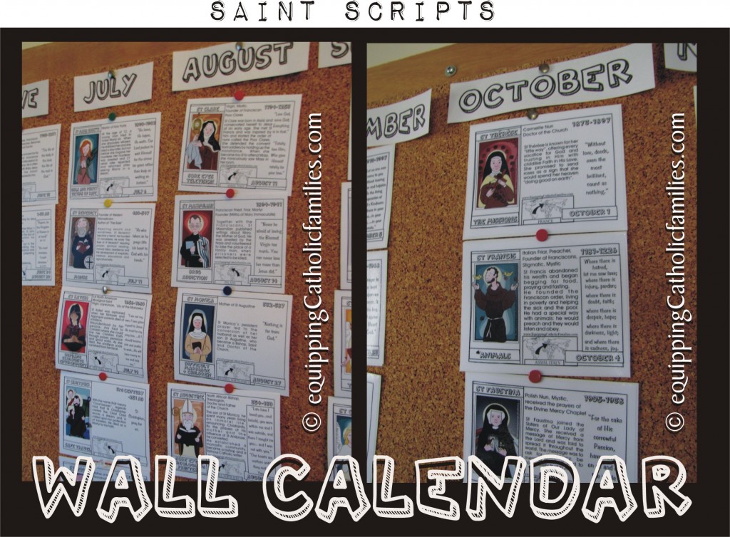 wall calendar with Saint Scripts - Equipping Catholic Families