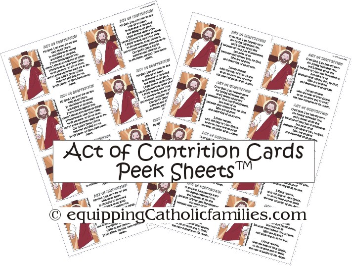 Act of Contrition Peek Sheets 2 - Equipping Catholic Families