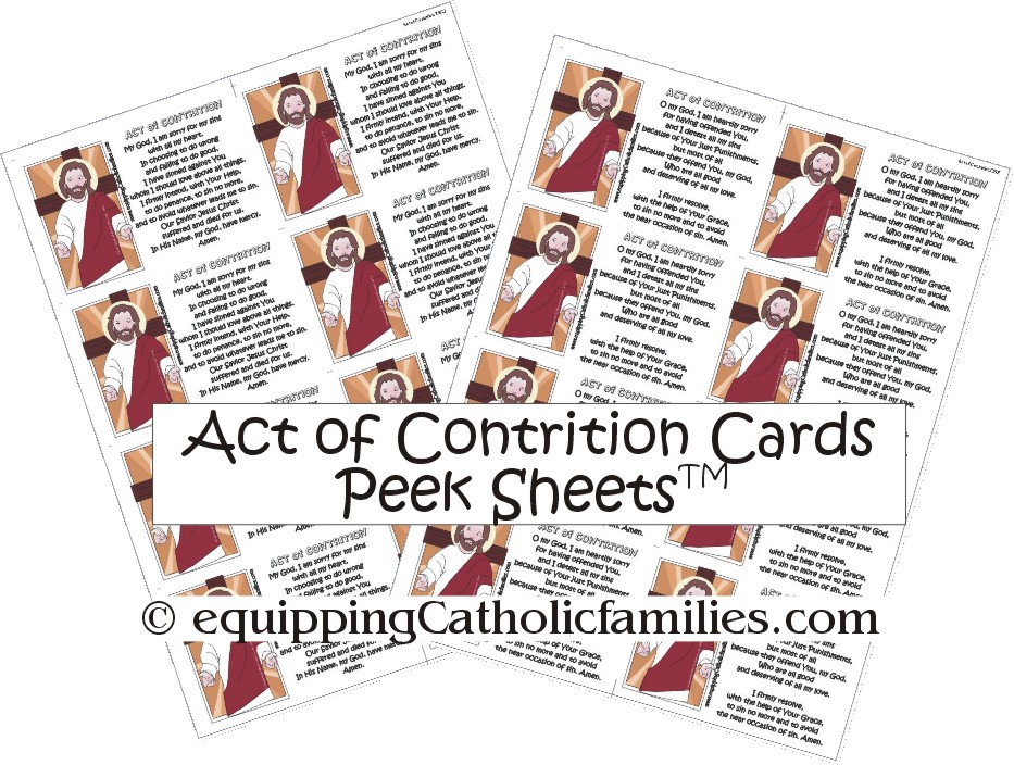 Act of Contrition Peek Sheets - Equipping Catholic Families