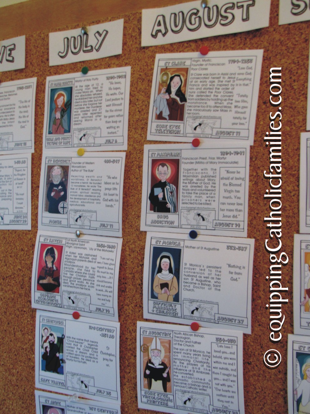 Saints Calendar Pinboard - Equipping Catholic Families