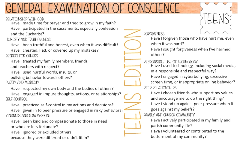 General Exam Of Conscience Equipping Catholic Families